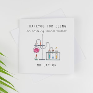Personalised Thank You Teacher Card for Science Teacher Appreciation ...