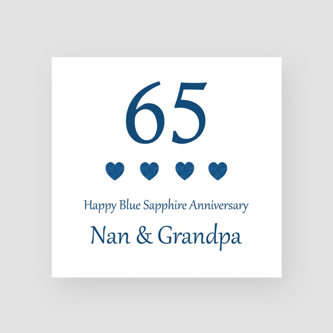 65th Anniversary Card Blue Sapphire Anniversary Card Sixty Fifth ...