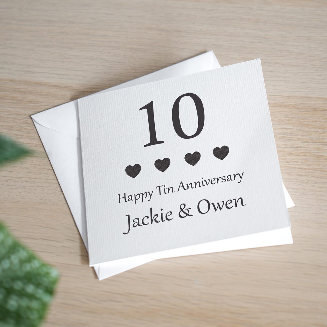 Personalised 10th Anniversary Card - Tin Anniversary Card - Tenth ...