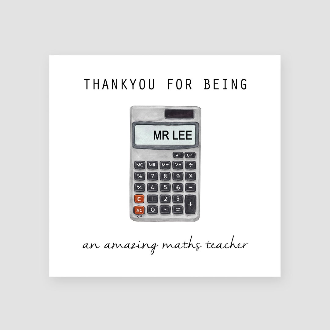 Personalised Thank You Teacher Card for Maths Teacher Appreciation Day ...