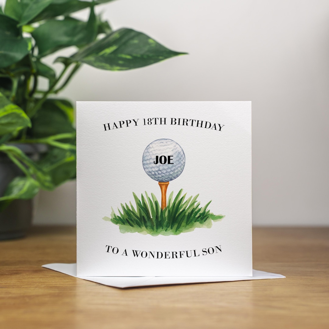 Personalised 18th Birthday Card Golf Birthday Gift Grandson Golfing ...