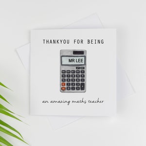 Personalised Thank You Teacher Card for Maths Teacher Appreciation Day ...