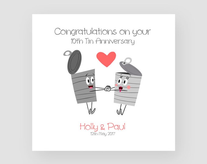 Personalised 10th Anniversary Card Tin Anniversary Card - Etsy UK