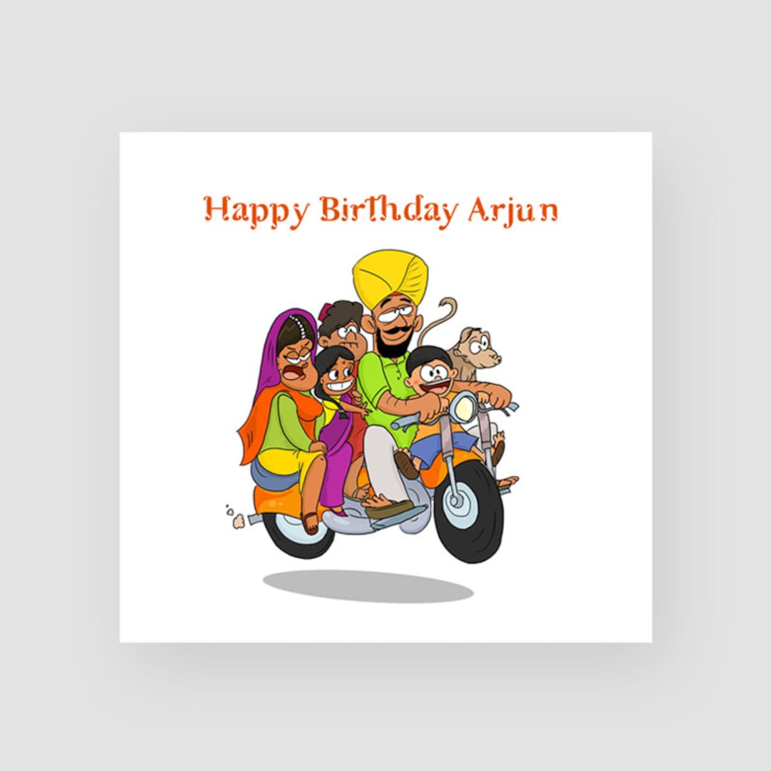 Personalised Funny Indian Birthday Card - Tuk Tuk Indian Family - Desi ...
