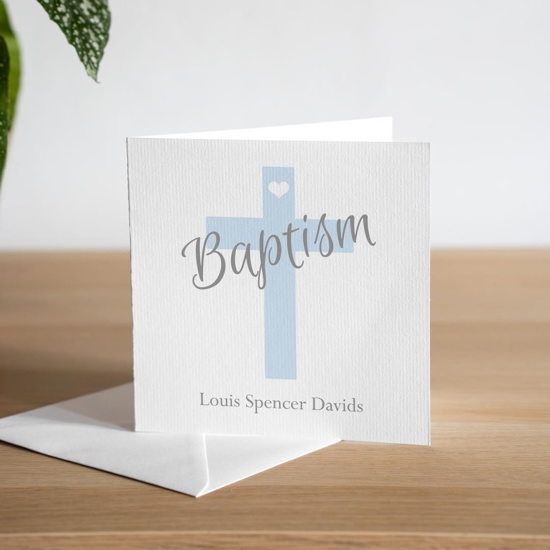 Personalised Baptism Card Baby Boy Handmade Baptism Gift Grandson ...