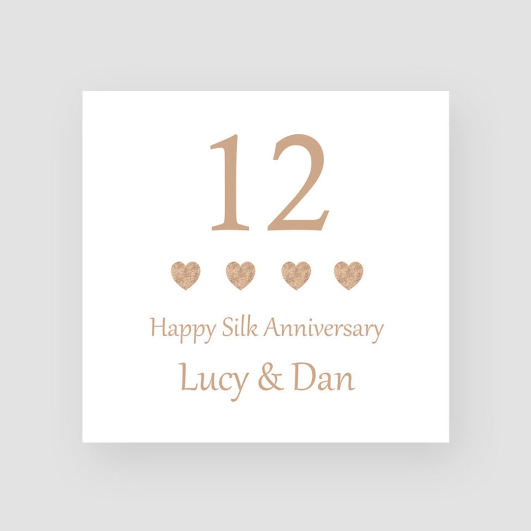 12th Anniversary Card Silk Anniversary Card Twelfth - Etsy