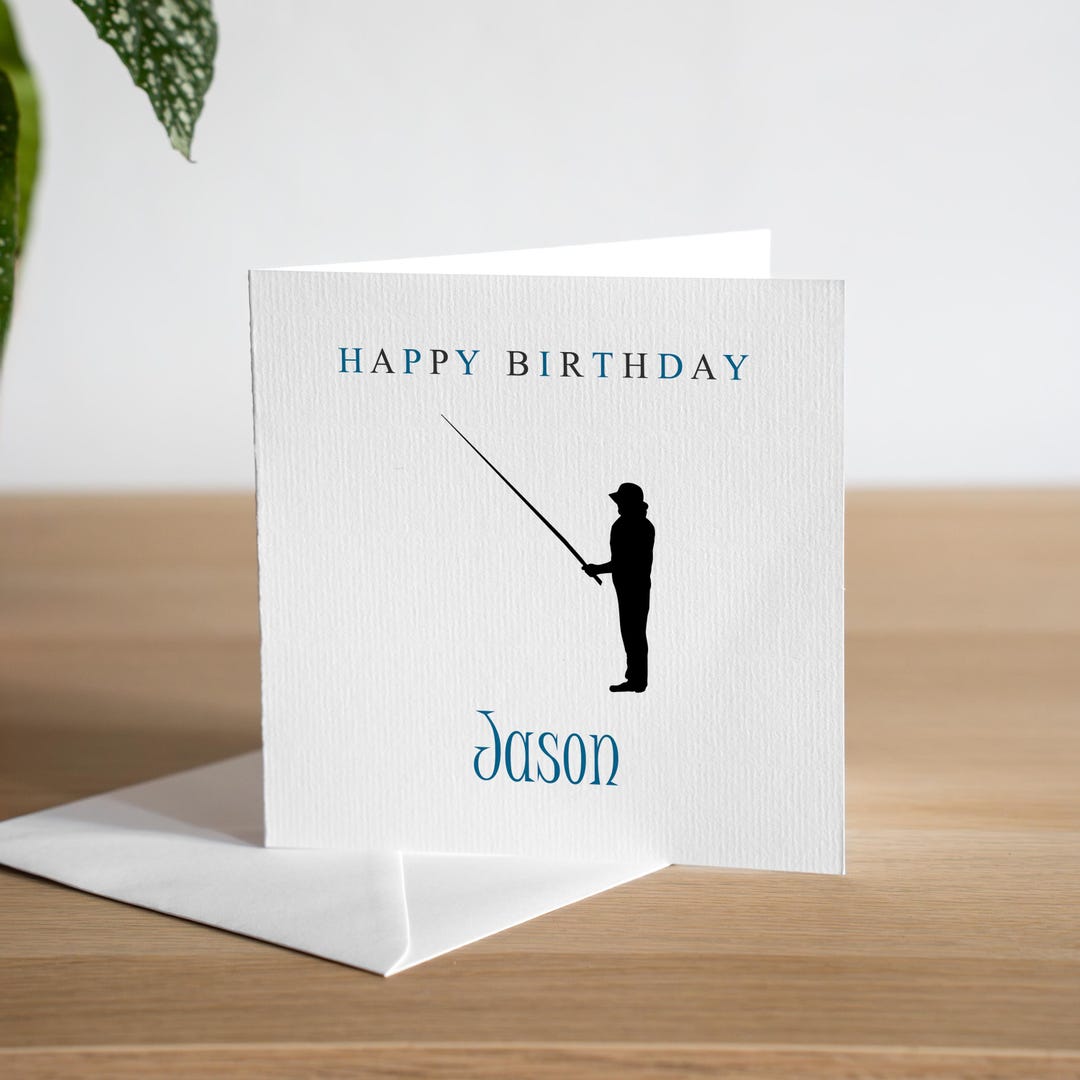 Personalised Fishing Birthday Card for Him - Fisherman Birthday Card ...