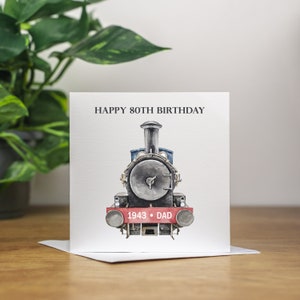 Personalised Train 80th Birthday Card - Locomotive Birthday Card ...