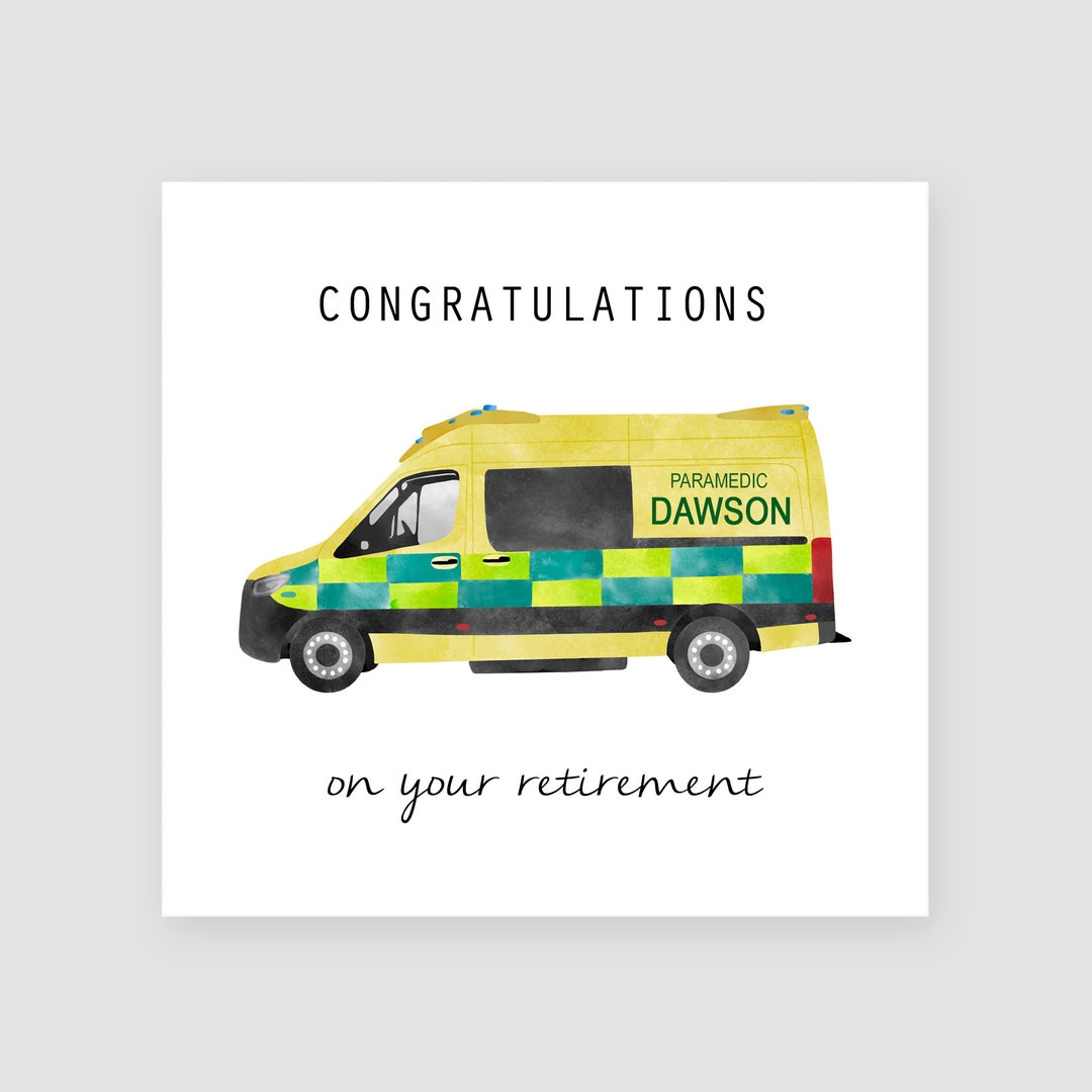 Personalised Paramedic Retirement Card - Personalised EMT Retirement ...