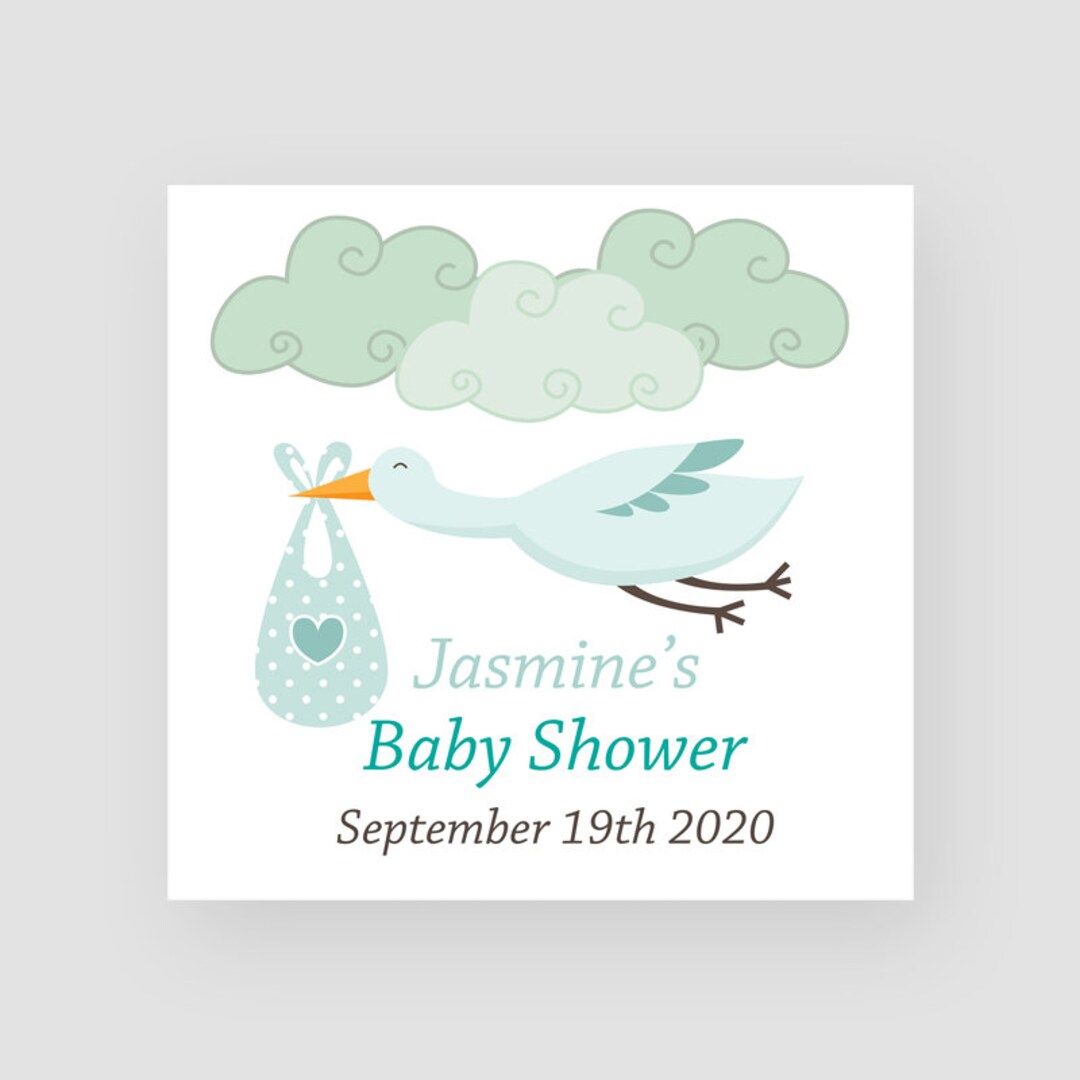 Personalised Baby Shower Card - Stork Baby Boy - for Her - Mummy - Mum ...