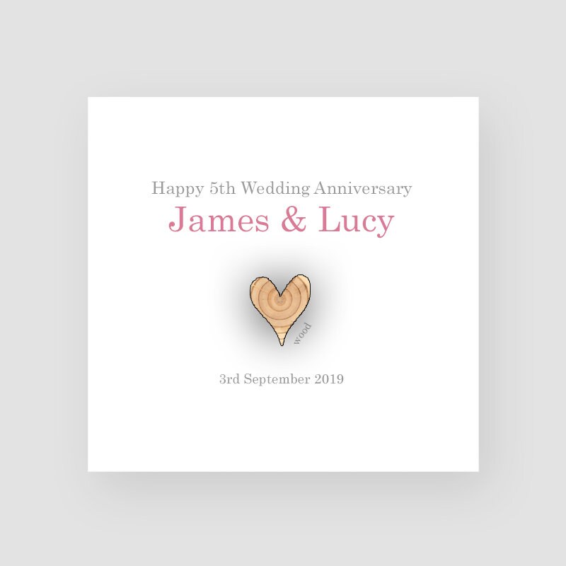 Personalised 5th Anniversary Card Wood Anniversary Card - Etsy