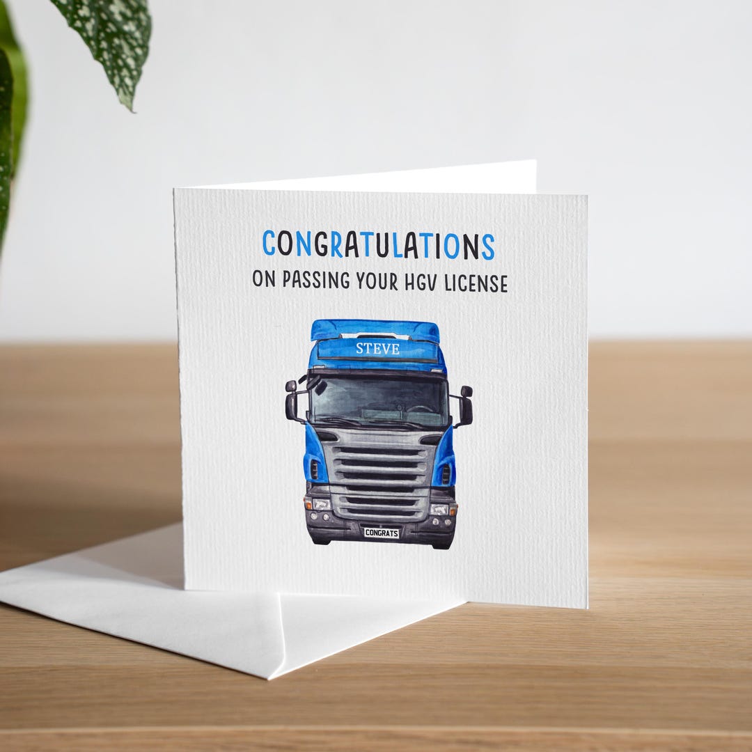 Personalised Passed Lorry Driving Test Card HGV License Congratulations ...