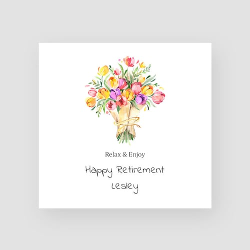 Personalised Retirement Card for Her Flower Bunch Good | Etsy