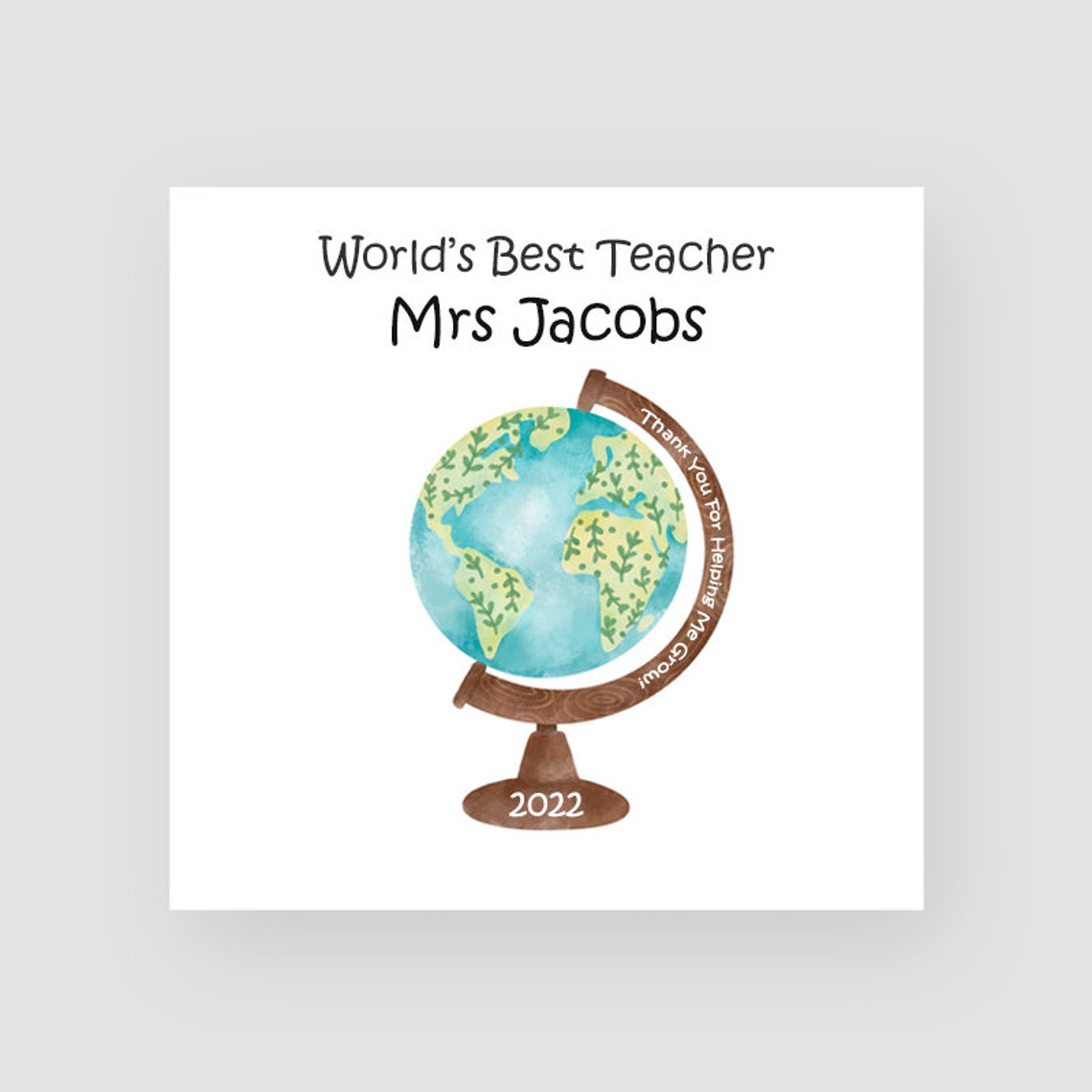 Personalised Teacher Thank You Card World's Best Teacher Card World ...