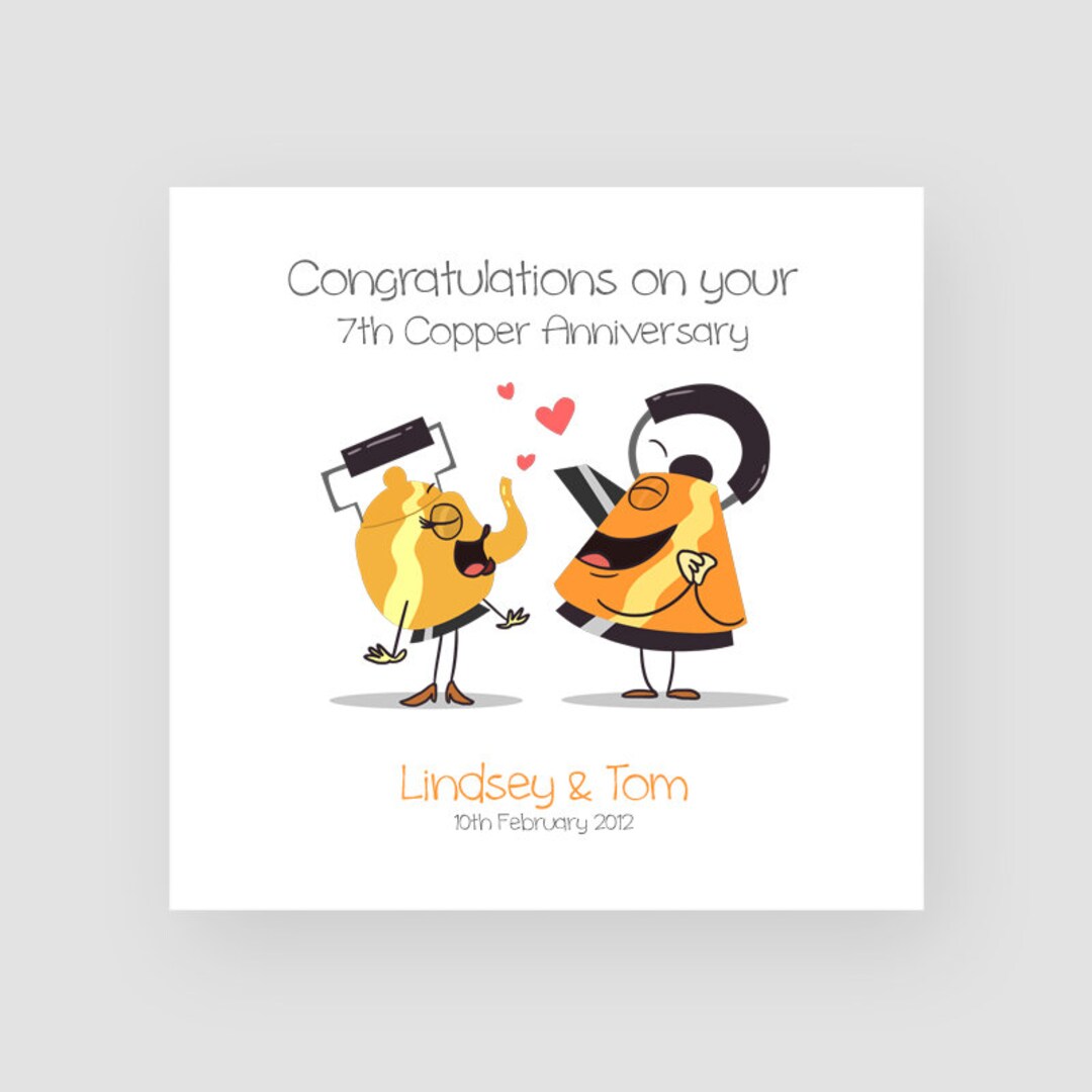 Personalised 7th Anniversary Card Copper Anniversary Card Funny ...