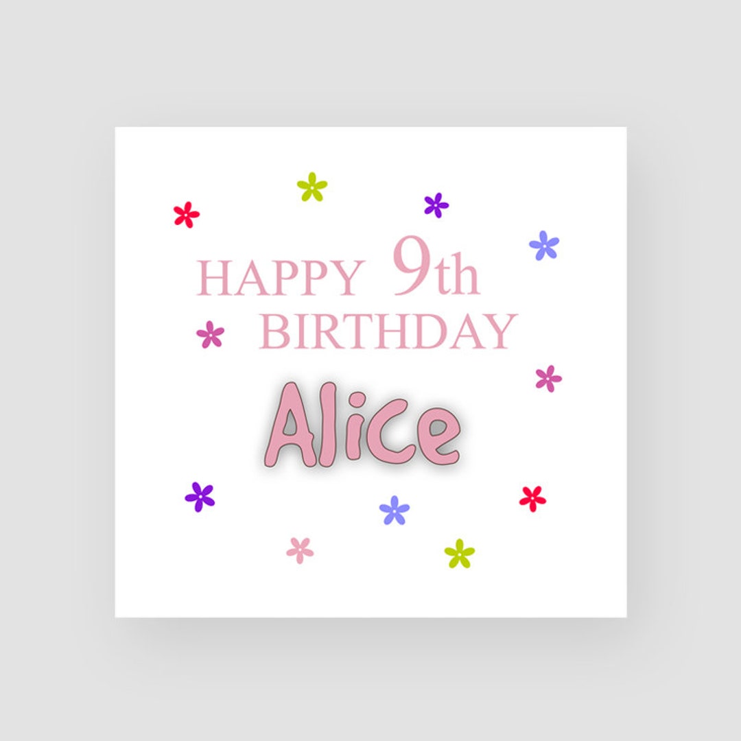 Personalised 9th Birthday Card for Her - Ninth Birthday Card - Age 9 ...