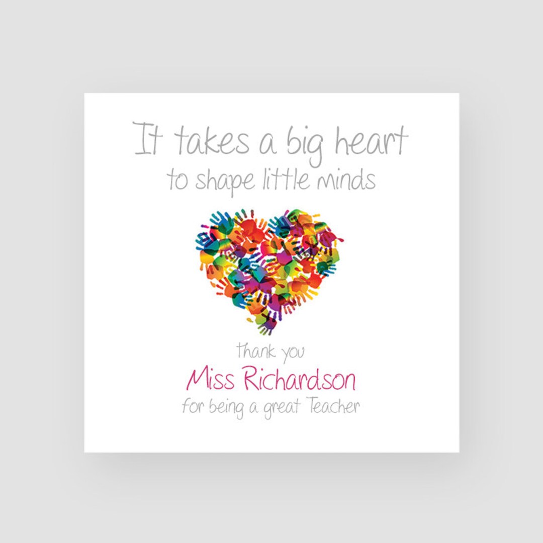 Personalised Thank You Card for Teacher Appreciation Day Card World ...
