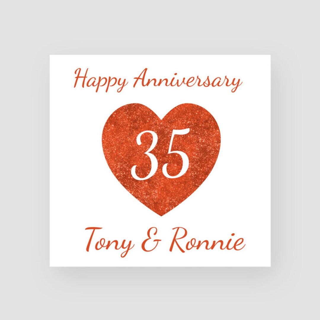 Personalised Coral 35th Wedding Anniversary Card Handmade 35th ...
