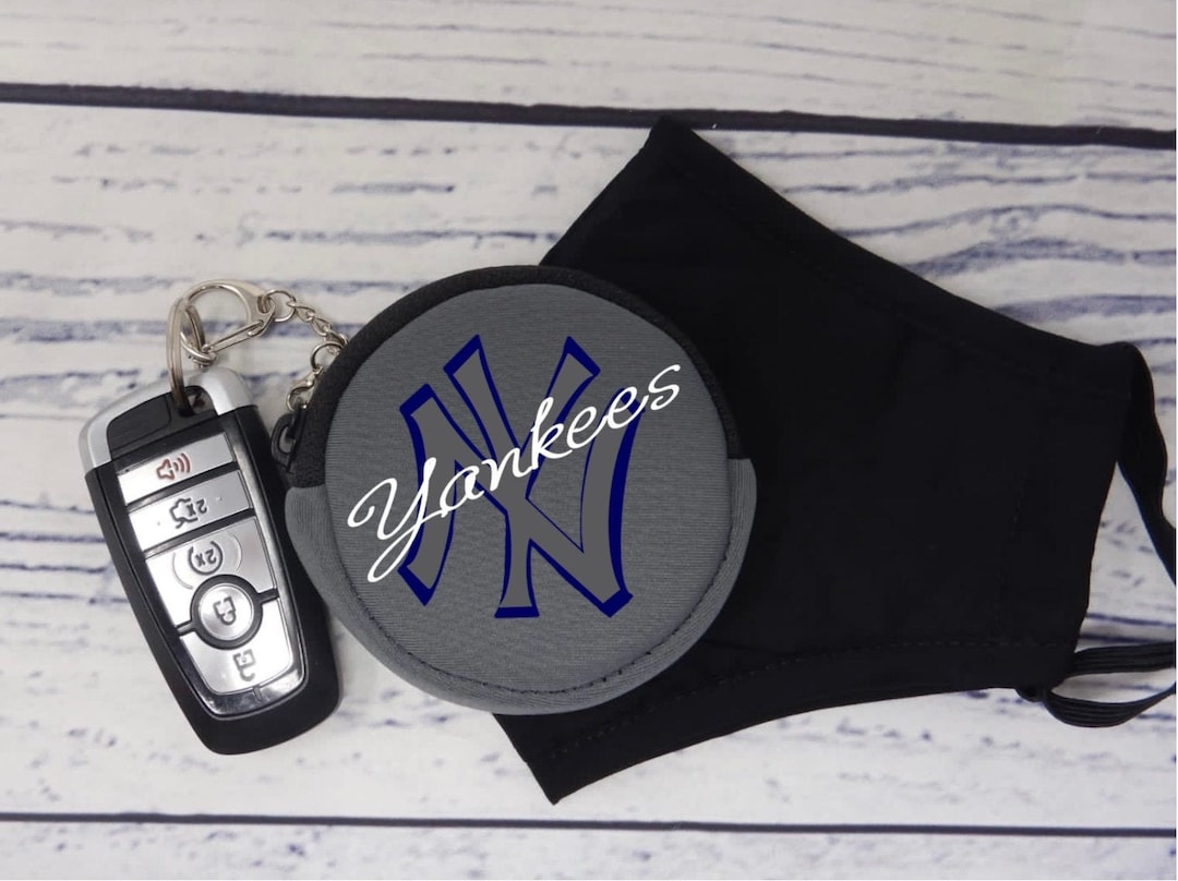 New York Yankees Mask Pouch, Grey Mask Pouch, Neoprene Pouch, Coin ...