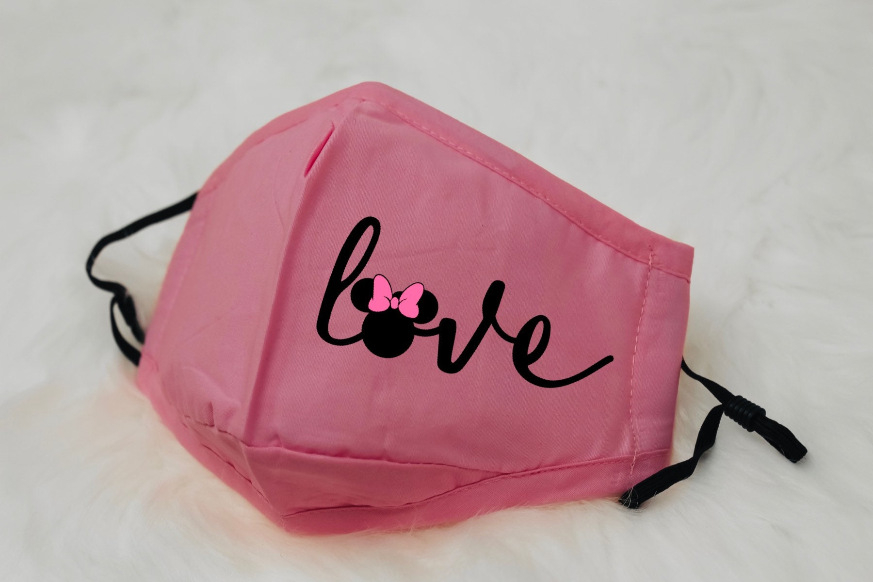 Minnie Mouse Love Face Mask Disney Pink Cotton Face Mask | Etsy