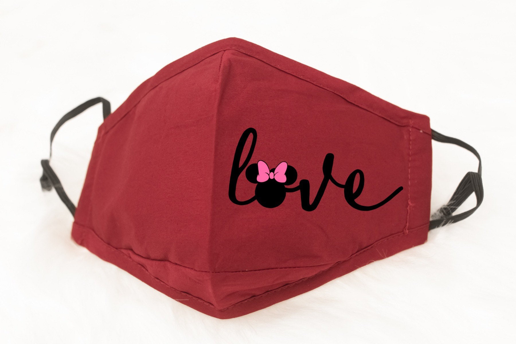Minnie Mouse Love Face Mask Disney Pink Cotton Face Mask | Etsy