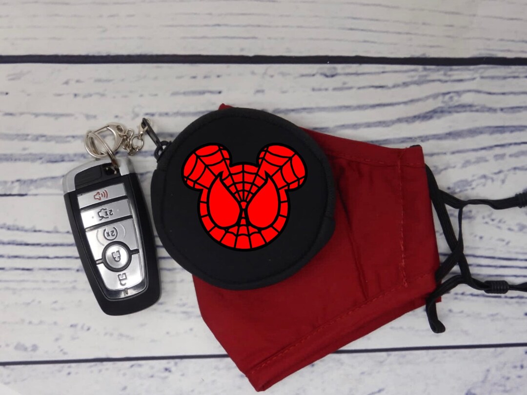 Spider Man Mask Pouch, Black Mask Pouch, Coin Pouch, Neoprene Pouch ...