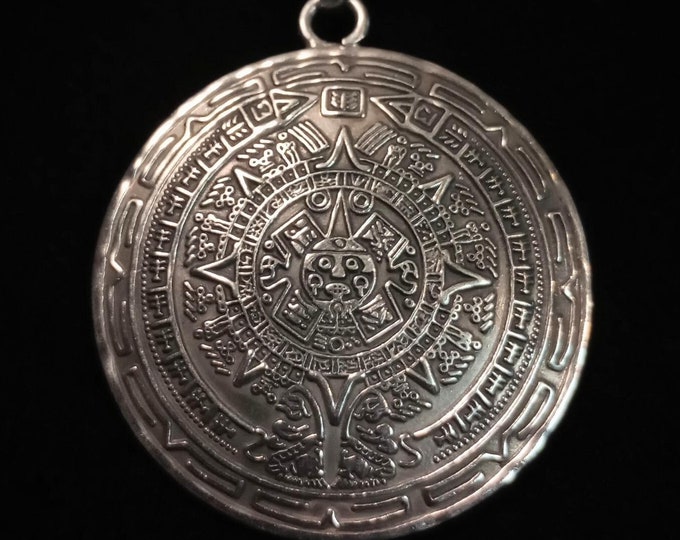Vintage Taxco Mexico Sterling Silver Pendant Necklace Aztec Mayan ...