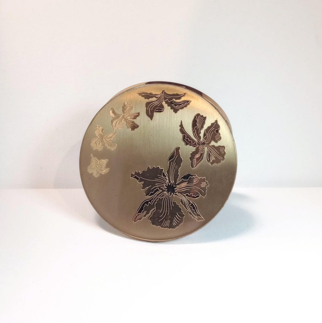 3.75 Inch Elgin American Compact Pocket Hand Mirror Round Circle Flower ...