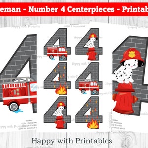Fireman Number 4 Centerpieces Firefighter Number 4 | Etsy