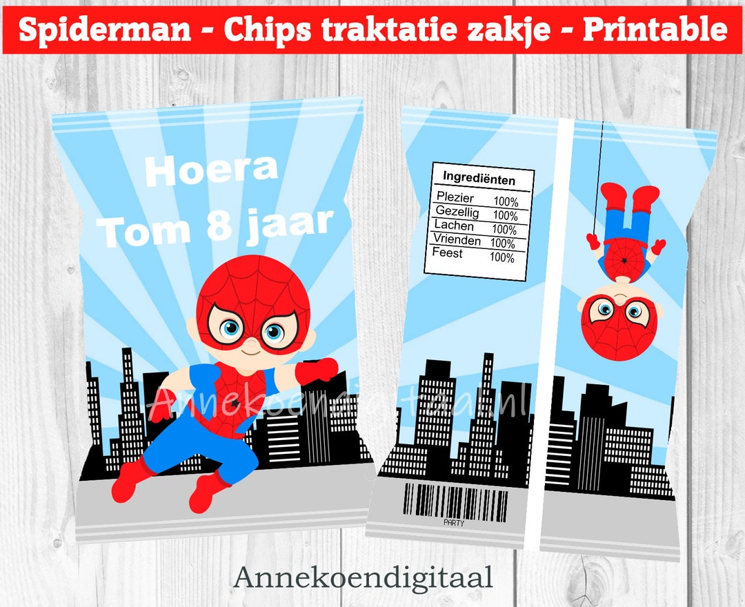 Chips Treat Bag Superhero Chips Bag Wrapper Spiderman Treat Chips ...