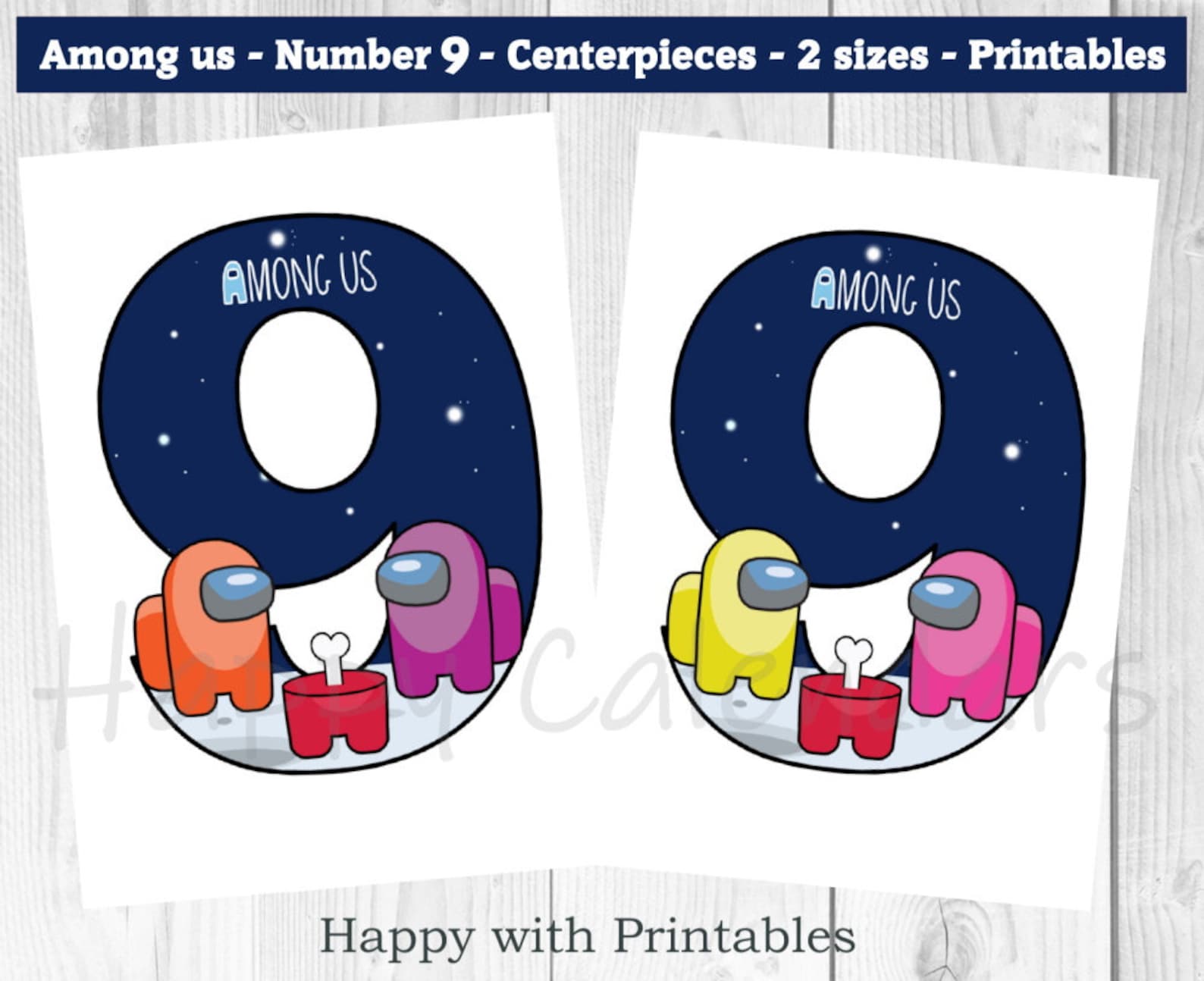 Among us Centerpieces Among us Number 9 toppers Among us | Etsy