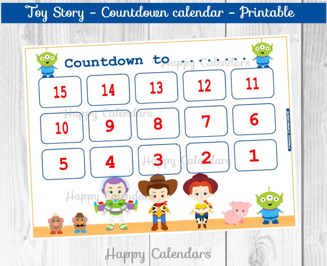Countdown Calendar Toy Story Movie countdown Printable Toy | Etsy