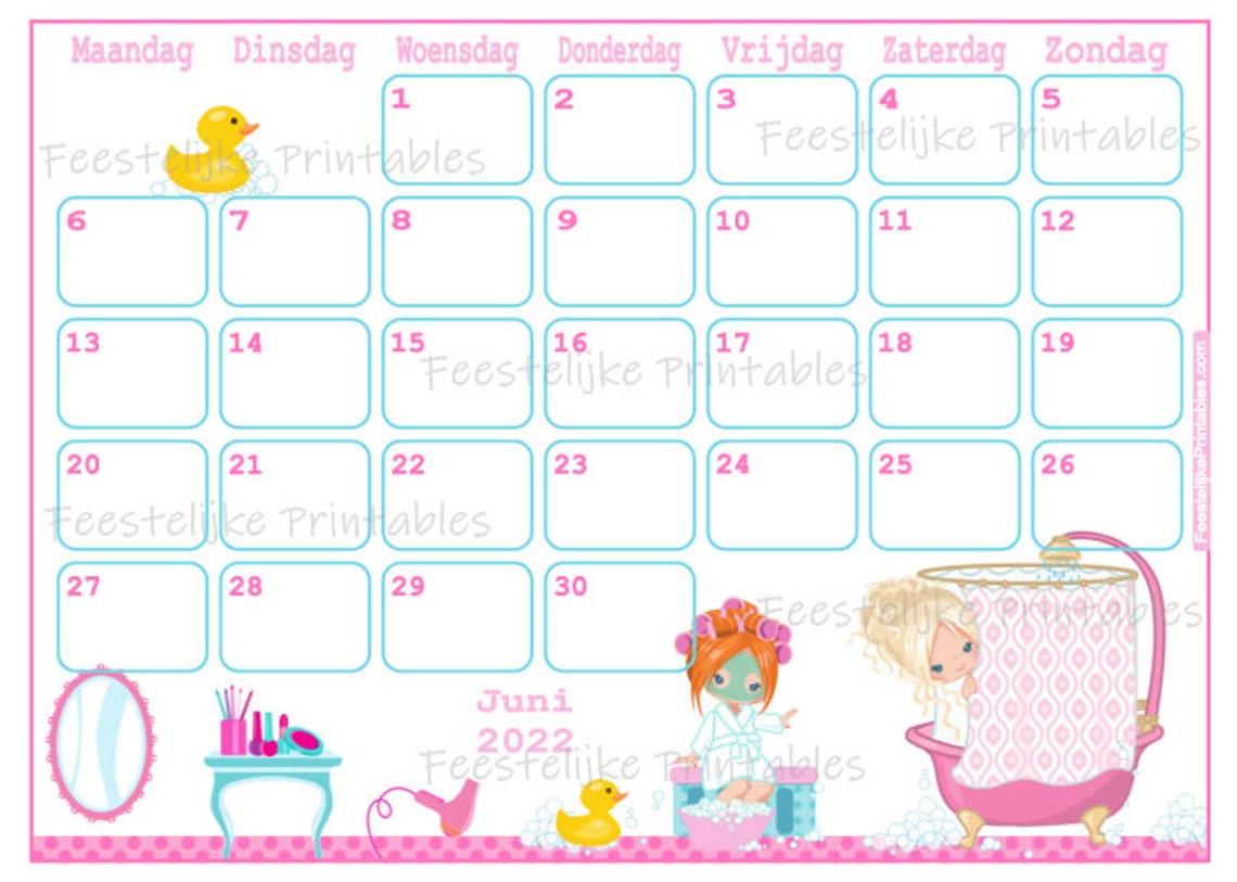 2022 Kalender Nederlands 2022 Printables Vrolijke | Etsy