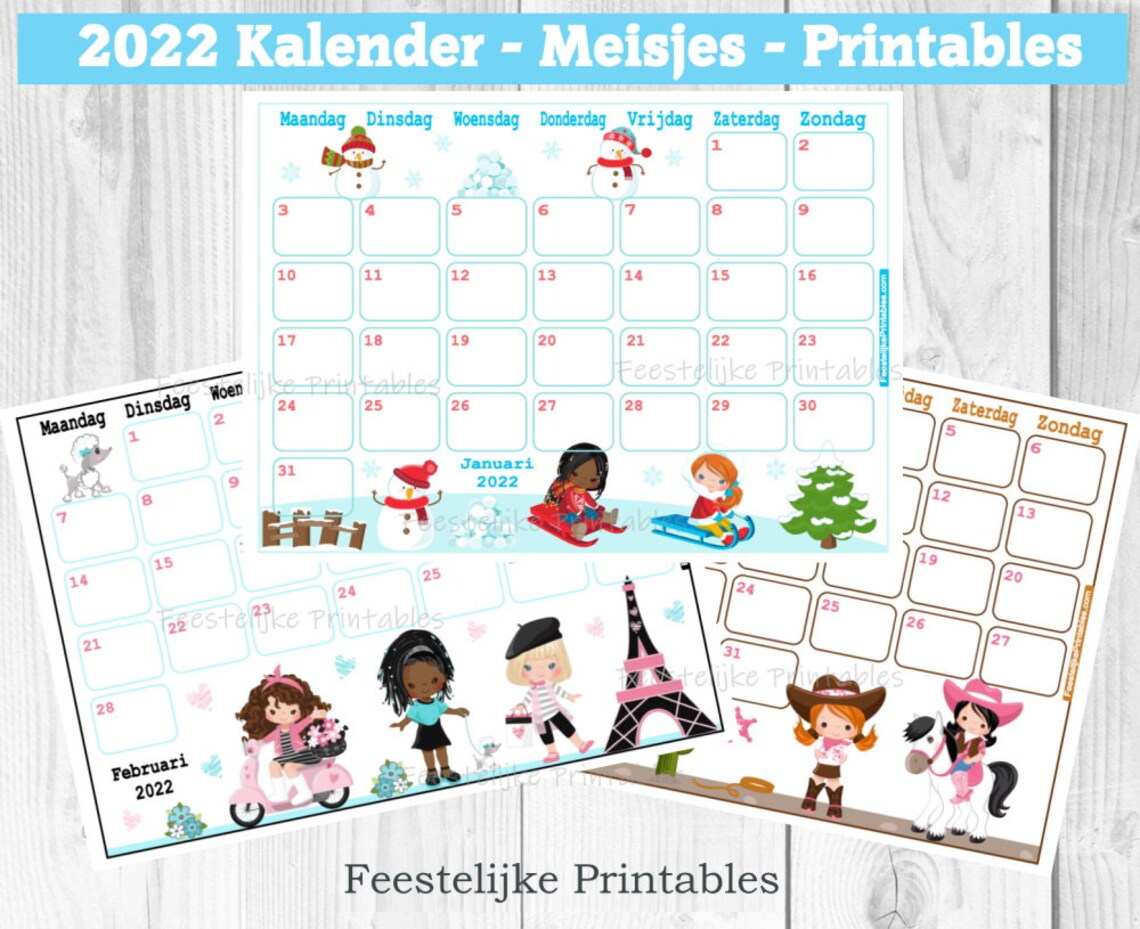 2022 Kalender Nederlands 2022 Printables Vrolijke | Etsy