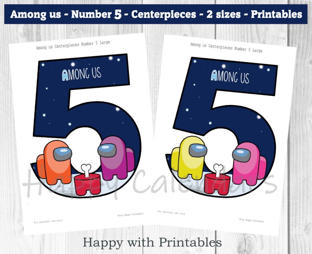 Among us Centerpieces Among us Number 5 toppers Among us | Etsy