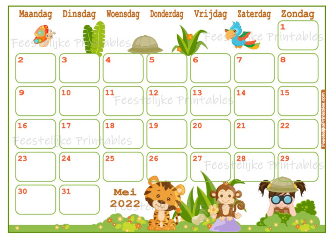 2022 Kalender Nederlands 2022 Printables Vrolijke | Etsy