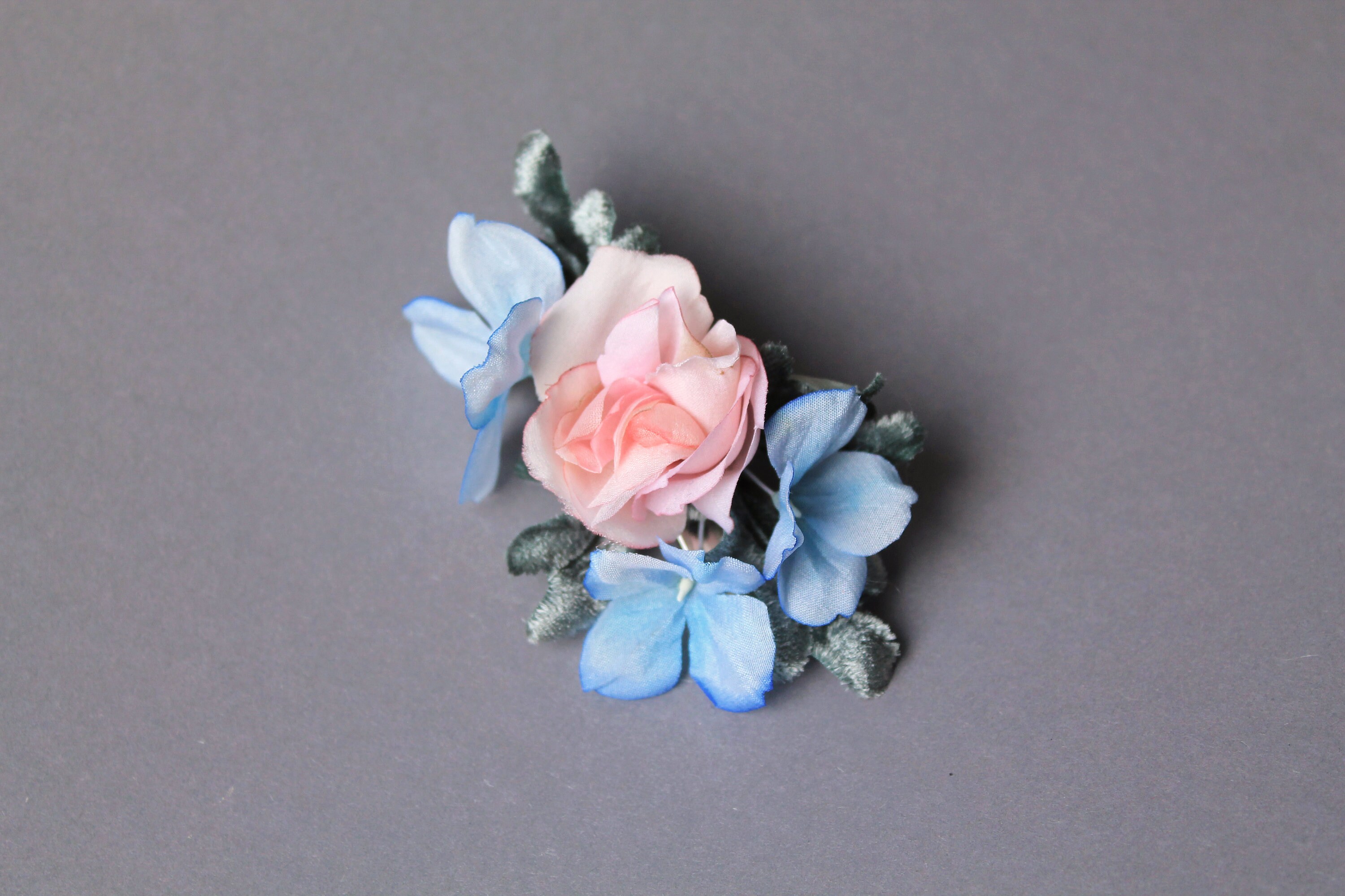 Hydrangea Hair Clip With Rosebud, Silk Flower for Wedding Hairstyle ...
