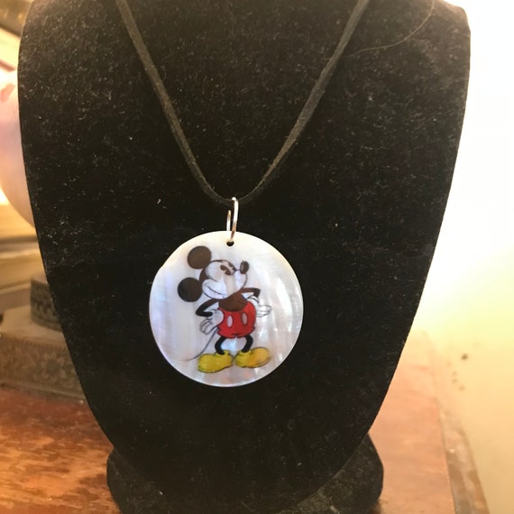 Mickey Mouse Mother of Pearl Pendant Necklace | Etsy