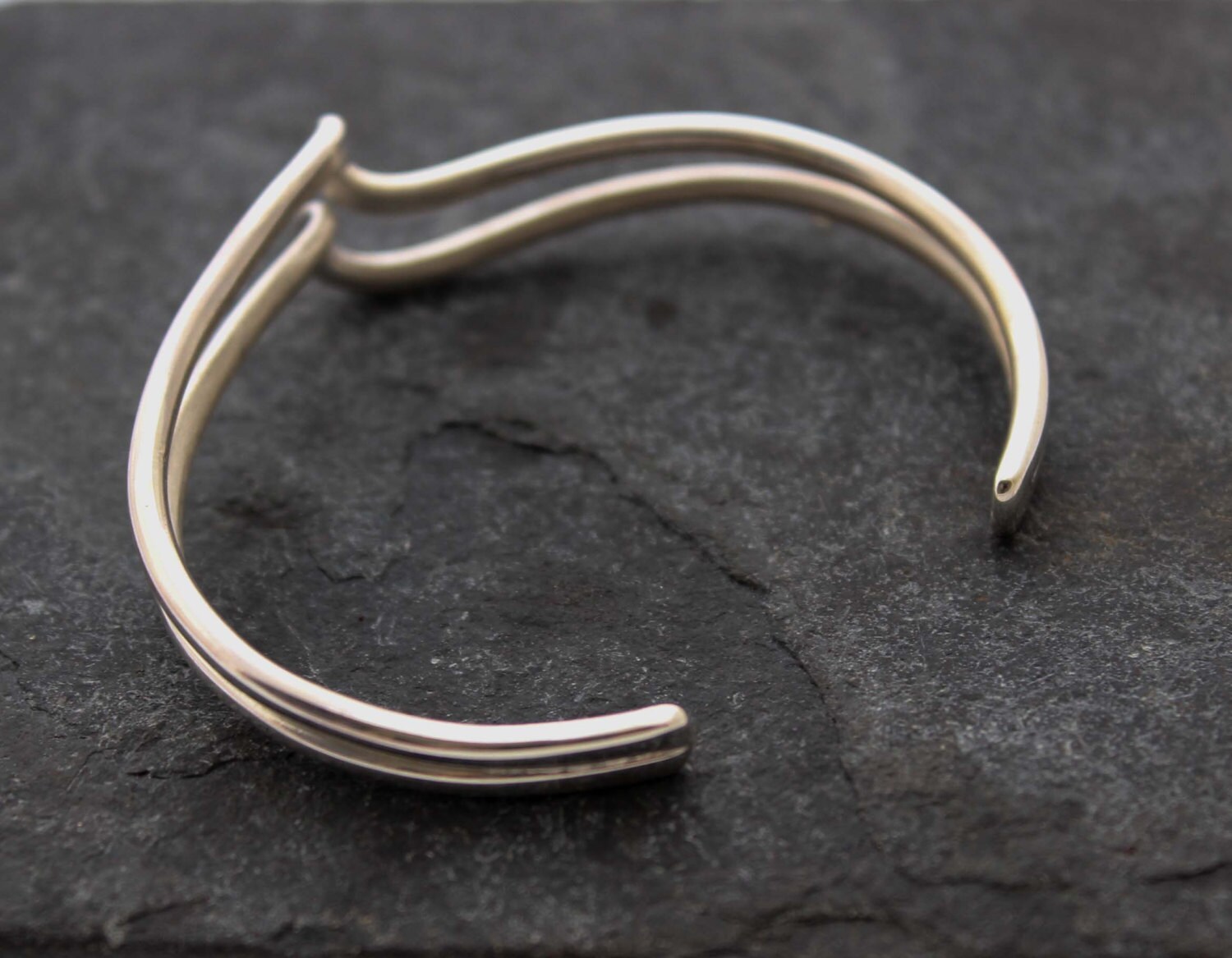 Double Wave Bracelet Sterling Silver Cuff Silver Twist Cuff - Etsy