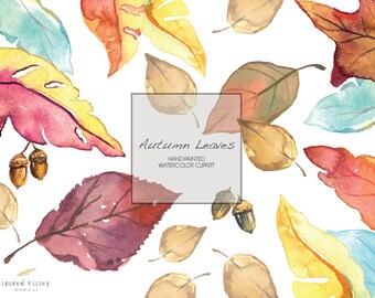 Watercolor happy Fall Clip Arts, Autumn Leaves, Fall, Watercolor Clip ...