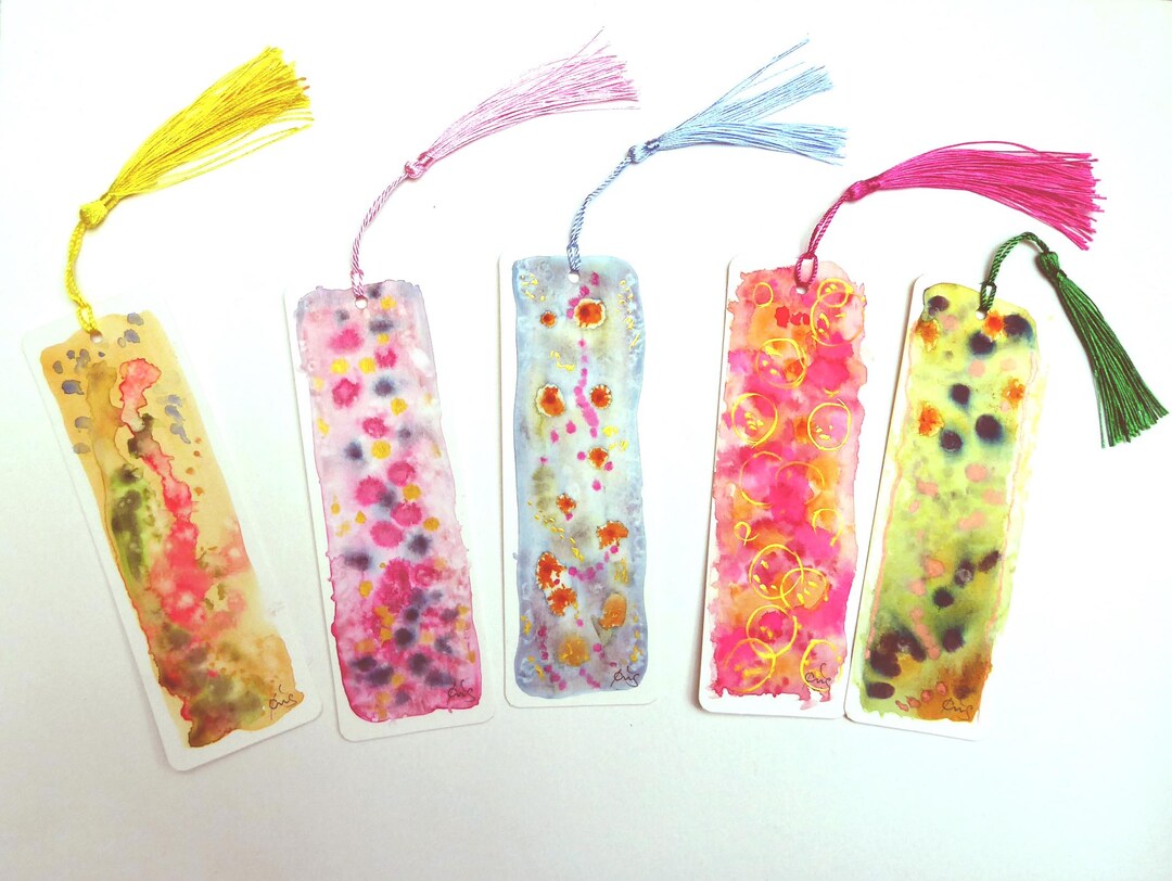 Original Watercolors Abstract Bookmarks Color Bubbles - Etsy