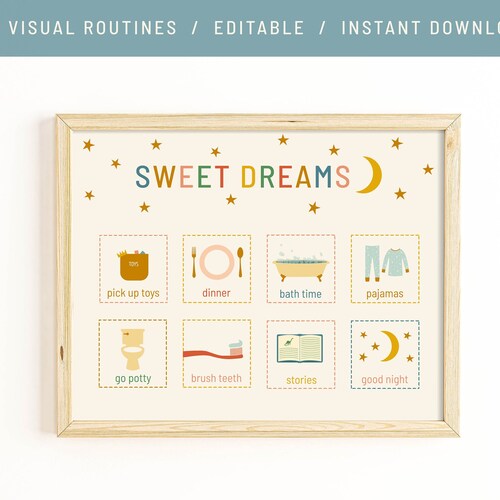 Editable Evening Routine Chart Planning Toddler Bedtime - Etsy