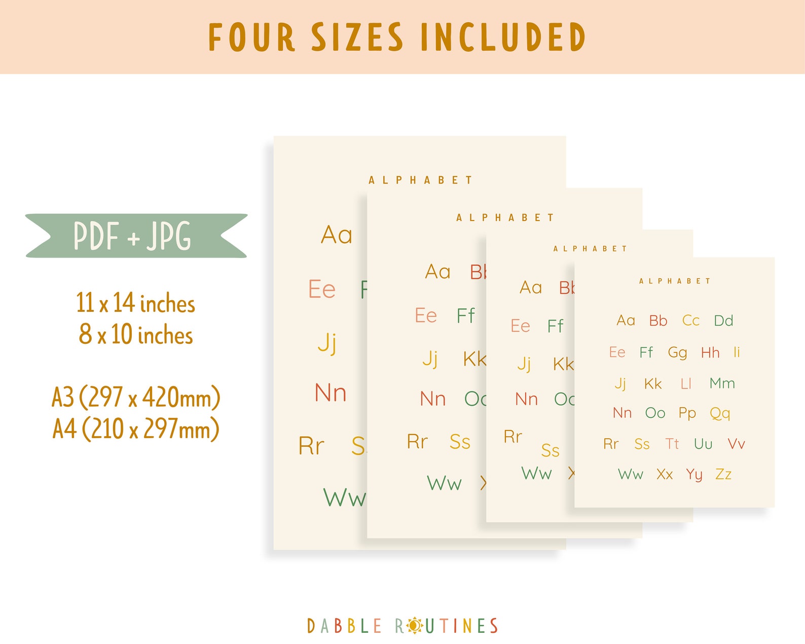 Printable Alphabet Poster I PDF and JPG I Four Sizes I - Etsy