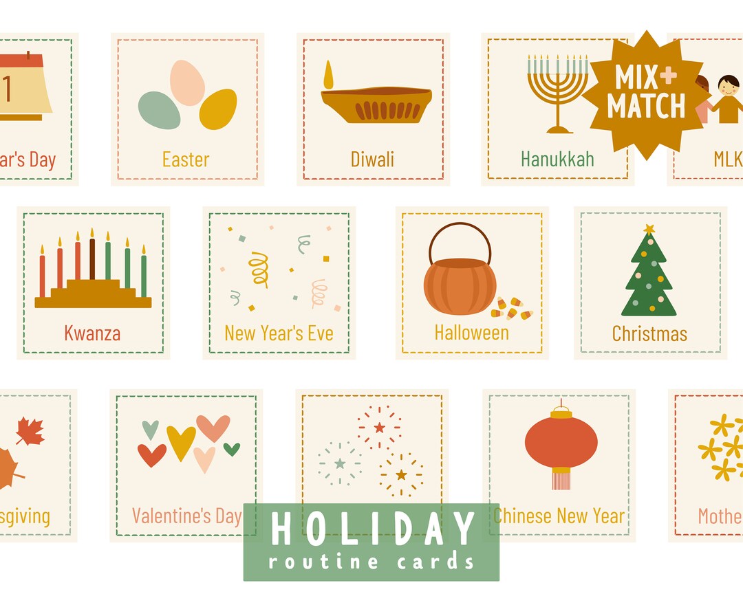 Holiday Cards I Mix and Match I Toddler Schedule Cards I Kids Calendar ...
