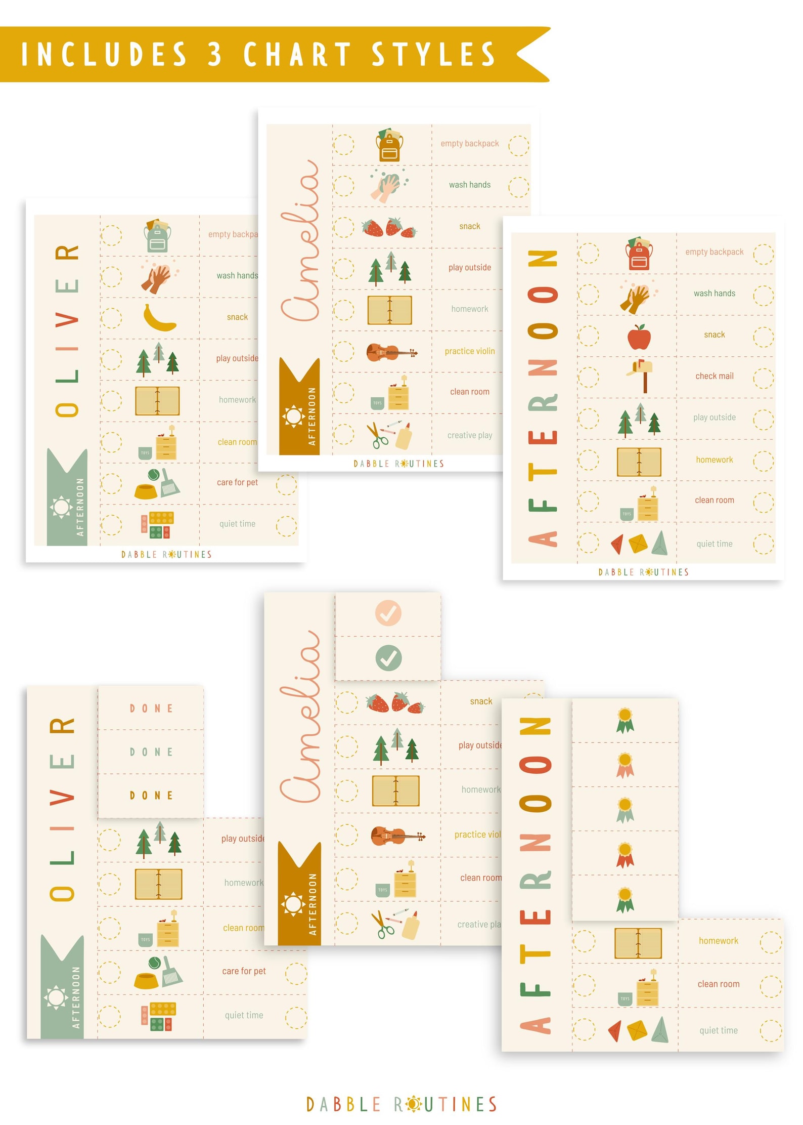 Editable Afternoon Routine Chart, Kids Visual Schedule (digital ...