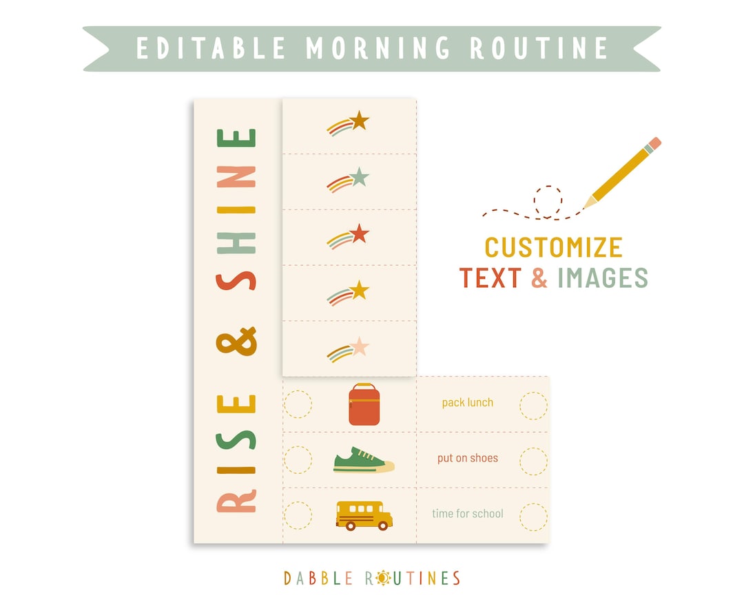 Editable Morning Routine Chart: Visual Schedule for Toddlers (digital ...