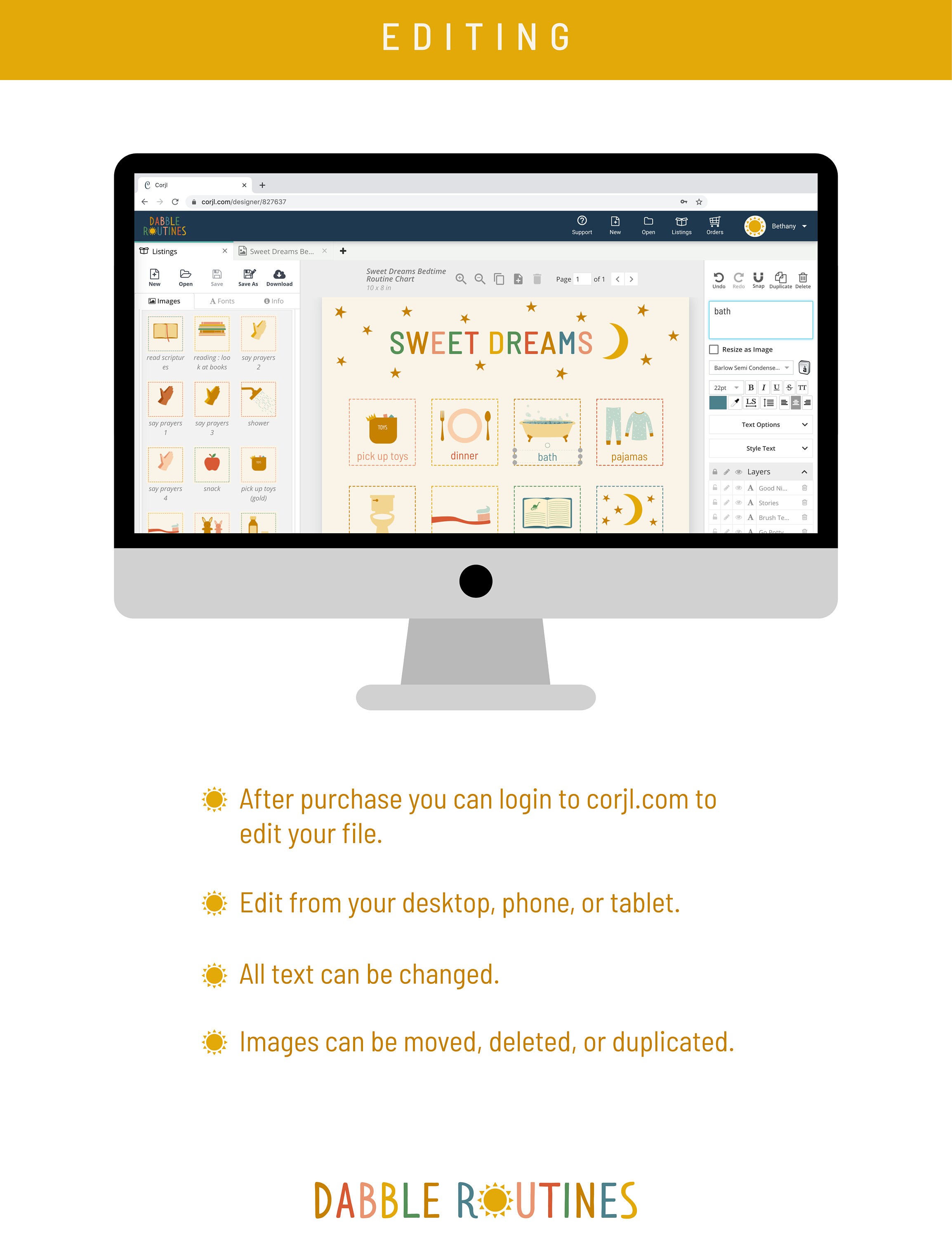 Editable Bedtime Routine Chart / Custom Bedtime Routine / - Etsy Canada