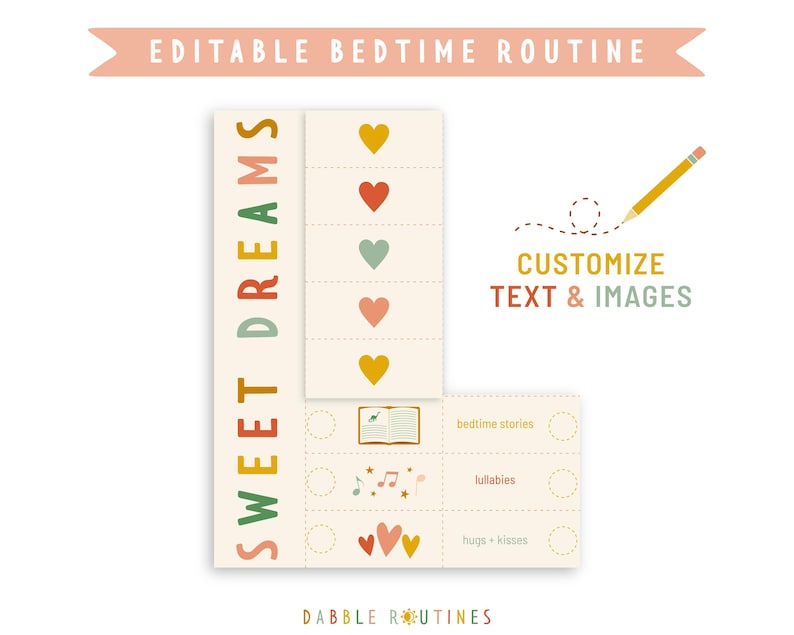 Editable Bedtime Routine Chart | Kids Visual Schedule (digital Download ...