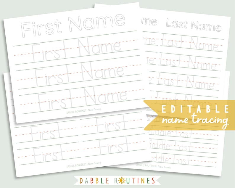 Editable Name Tracing Worksheet, Handwriting Practice (digital Download ...
