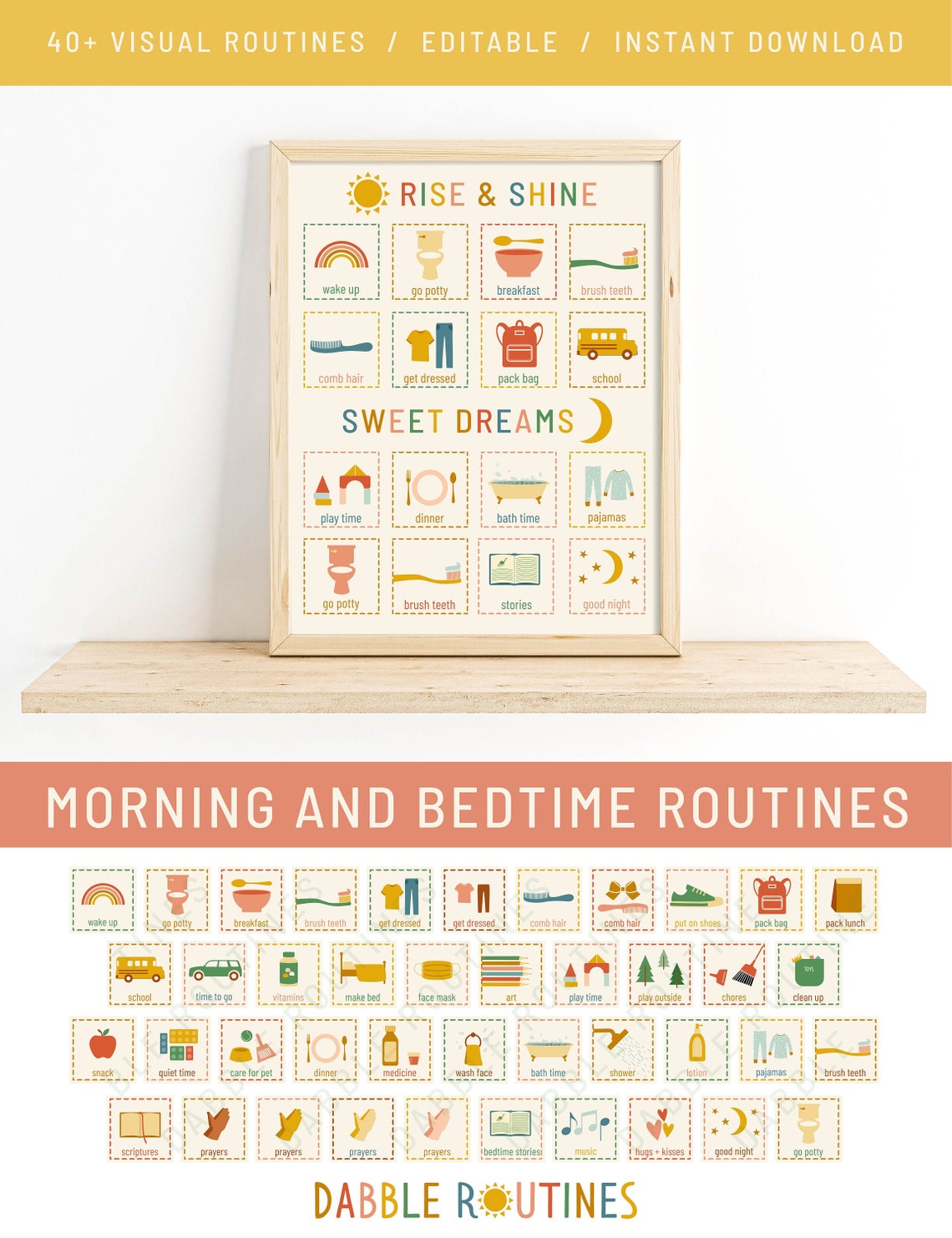 Morning and Bedtime Routine Chart / Rise and Shine / Sweet - Etsy